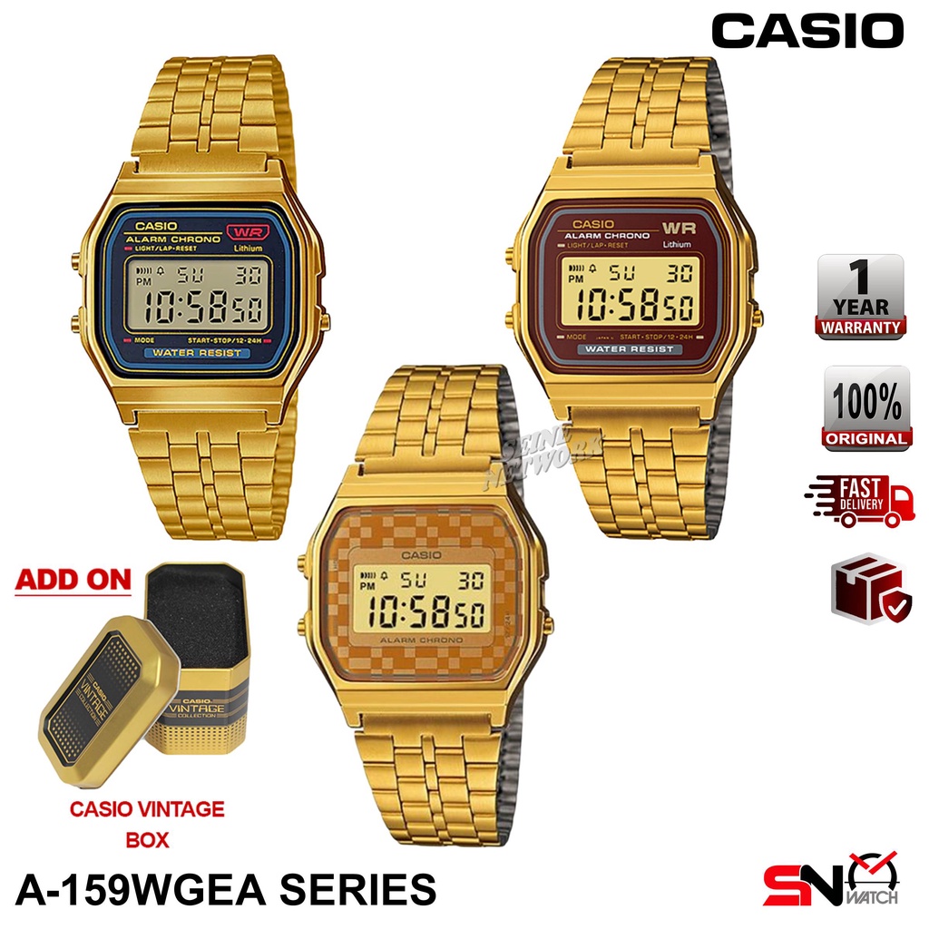 Casio Vintage A159WGEA Square Face Digital Stainless Steel Band Men ...