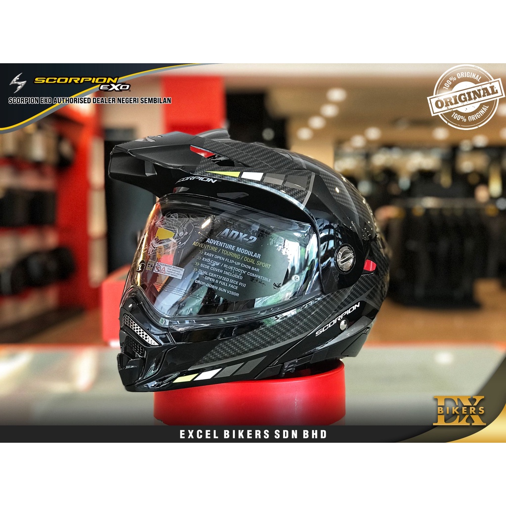 SCORPION EXO ADX-2 CAMINO BLACK SILVER -NEON YELLOW /SCORPION HELMET ...