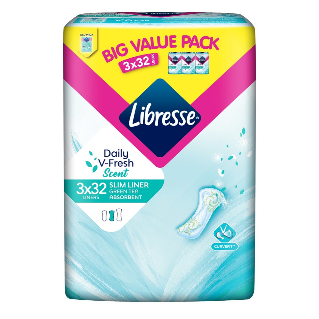 Libresse Slim Odor Control with Green Tea (3 x 32's) | Shopee Malaysia