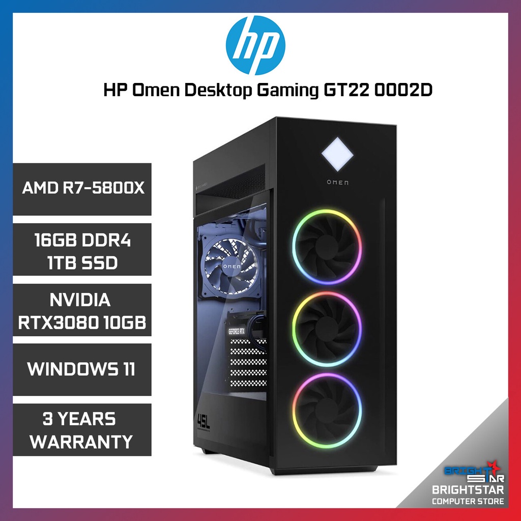 HP Omen Desktop Gaming GT22 0002D (AMD R7 5800X / 16GB / 1TB SSD ...