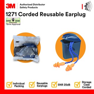 3M 1271 Corded Reusable 3M Ear Plug / DOSH SIRIM /Safety Earplugs with ...