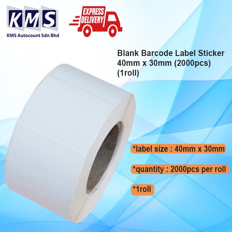 Blank Barcode Label Sticker 40mm x 30mm (2000pcs) (1roll) | Shopee Malaysia