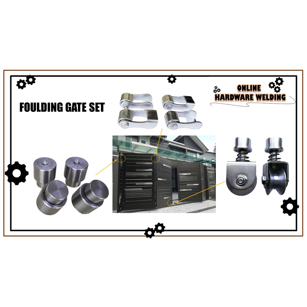 Folding Gate Set/Pintu Lipas Bearing/Wroung Iron Gate/Auto Folding Gate ...