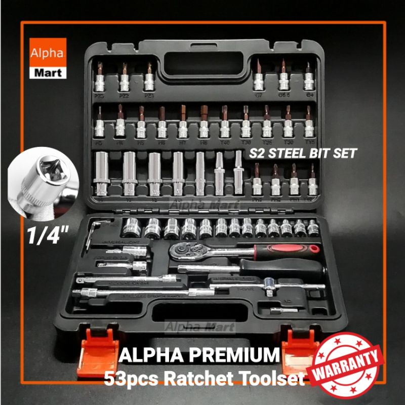 ALPHA PREMIUM 53pcs Ratchet Wrench Socket Tool Set Spanner Wrench Tools ...