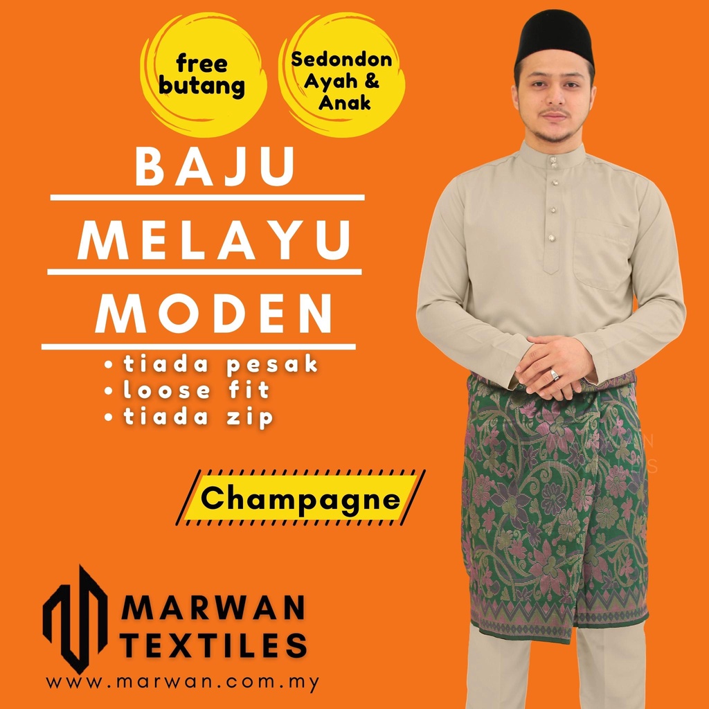 Baju Melayu Moden Warna Champagne | Shopee Malaysia