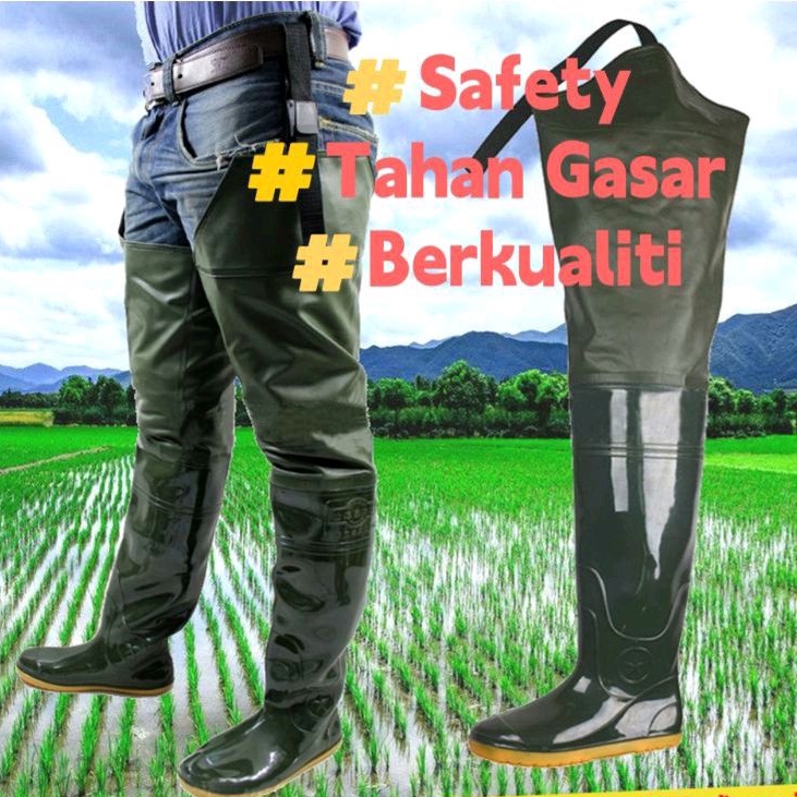 Kasut turun Sawah bendang tinggi 80cm/Ultra-high tube plug boots over ...