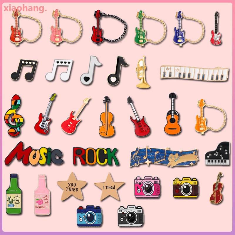 32 Styles Musical Instrument Pins Guitar Violin Enamel Brooches Pin ...