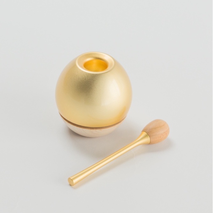 SGI Soka Gakkai Buddhism compact bell & bell stick set Gold Color Made ...