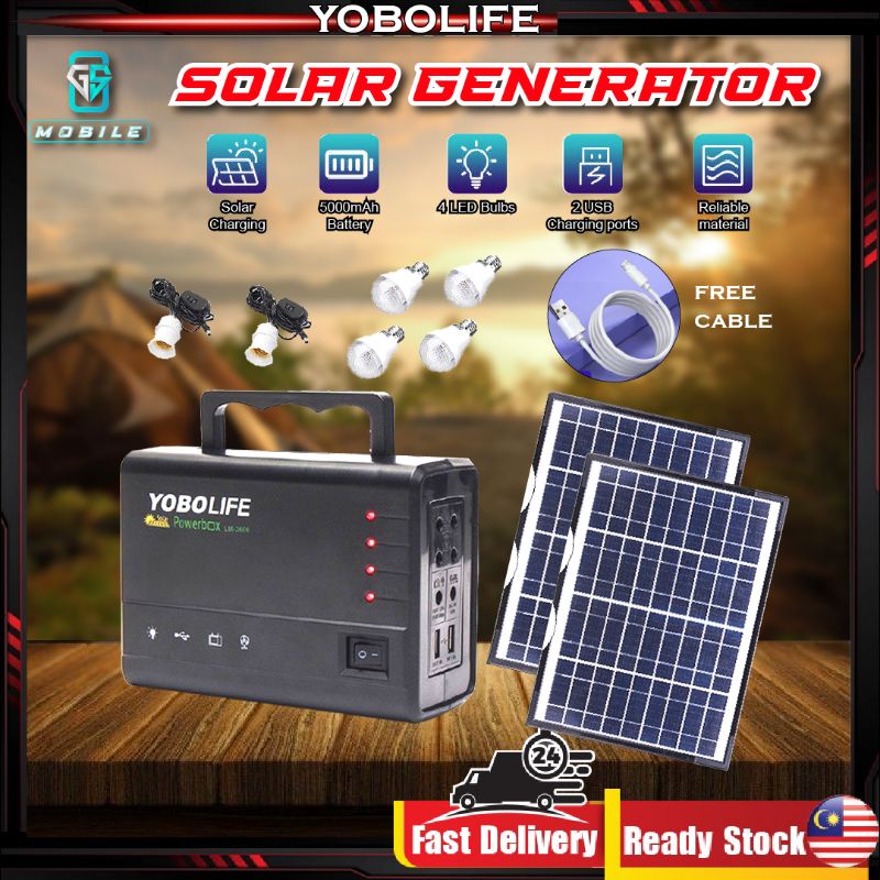 Solar lighting system portable panels Charging generator Power system ...