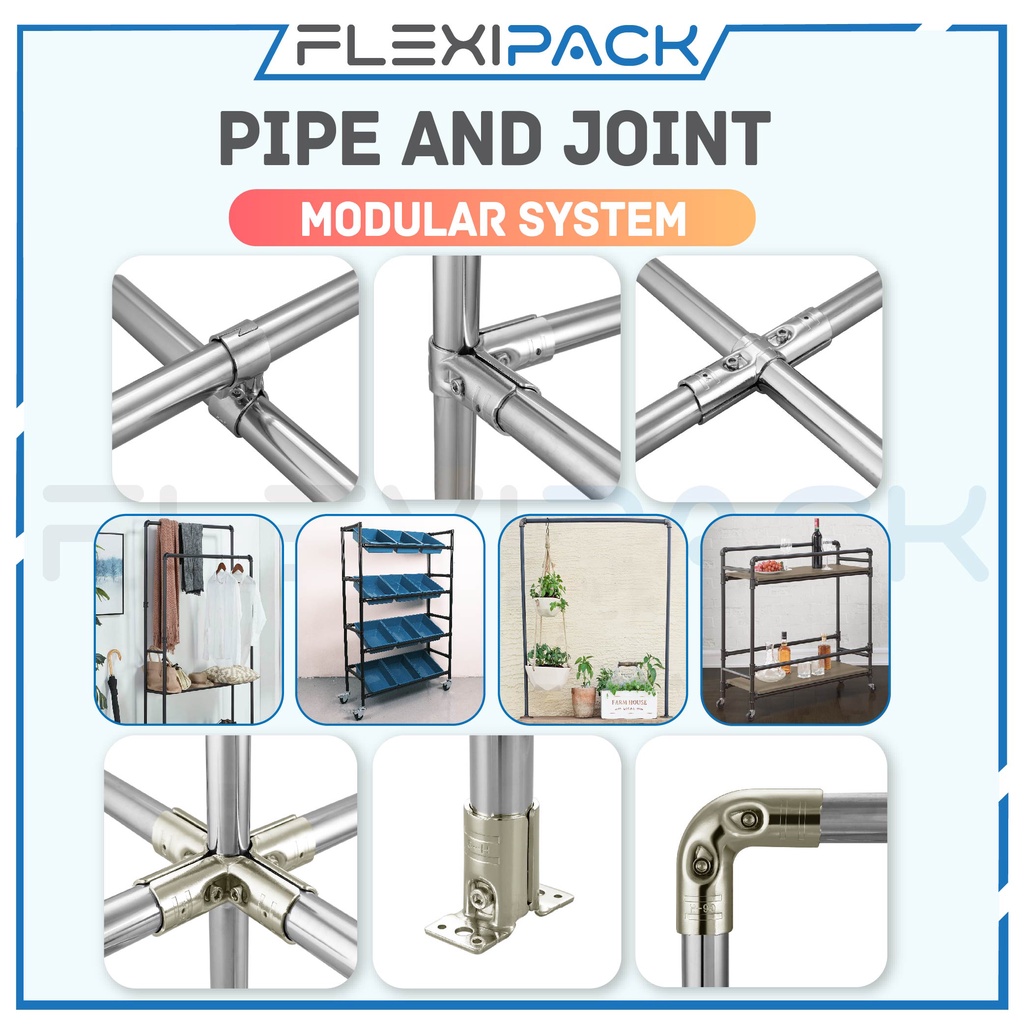[28MM] Zinc Nickel Metal Pipe Connector DIY Storage Rack/ Penyambung ...