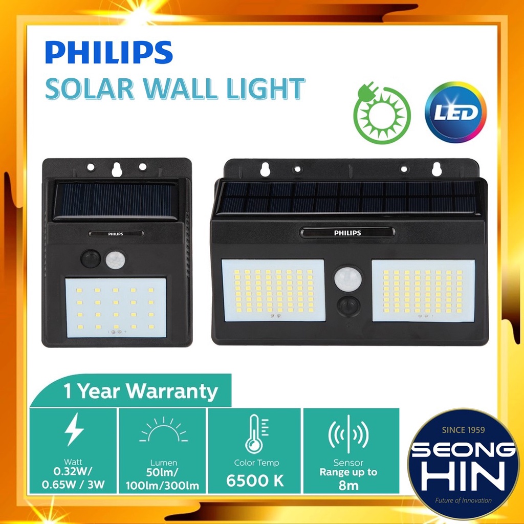 Philips Essential BWS010 SmartBright Solar Wall Light 6500K Motion ...