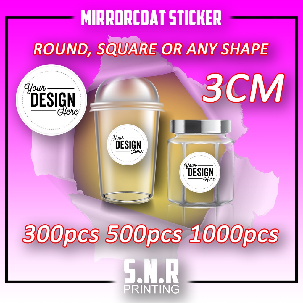 Mirrorcoat Custom Sticker Label Any Shape 3CM | Shopee Malaysia