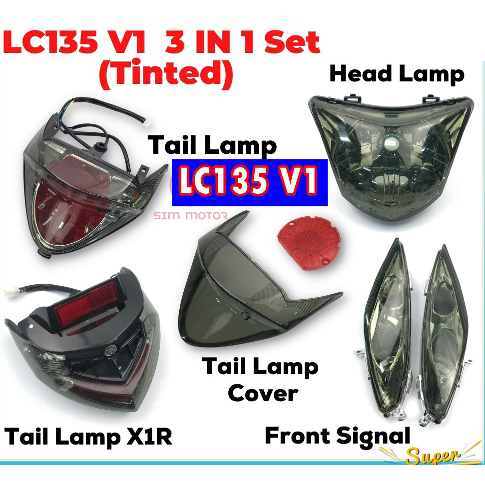 YAMAHA LC135 V1 1SET HEAD LAMP SIGNAL LIGHT TAIL LAMP LC-135 LAMPU BRAKE DEPAN BELAKANG TEPI ...