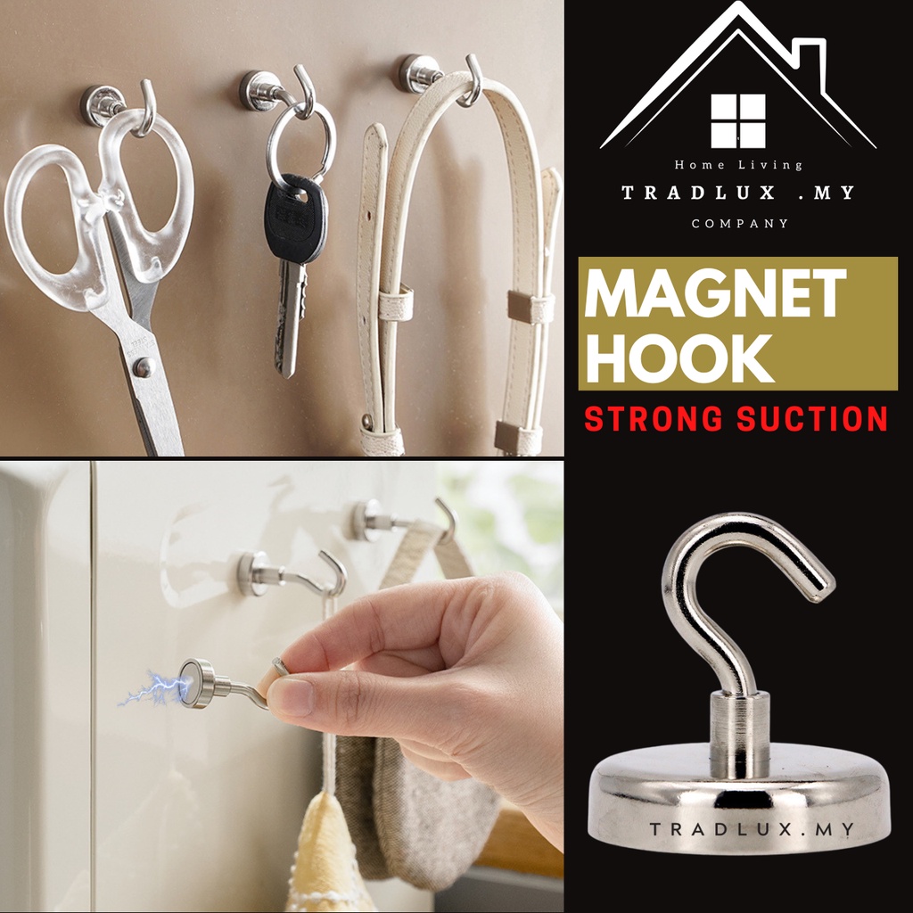 3KG Pull Force Diameter 16mm Magnetic Hooks Heavy Duty Neodymium ...