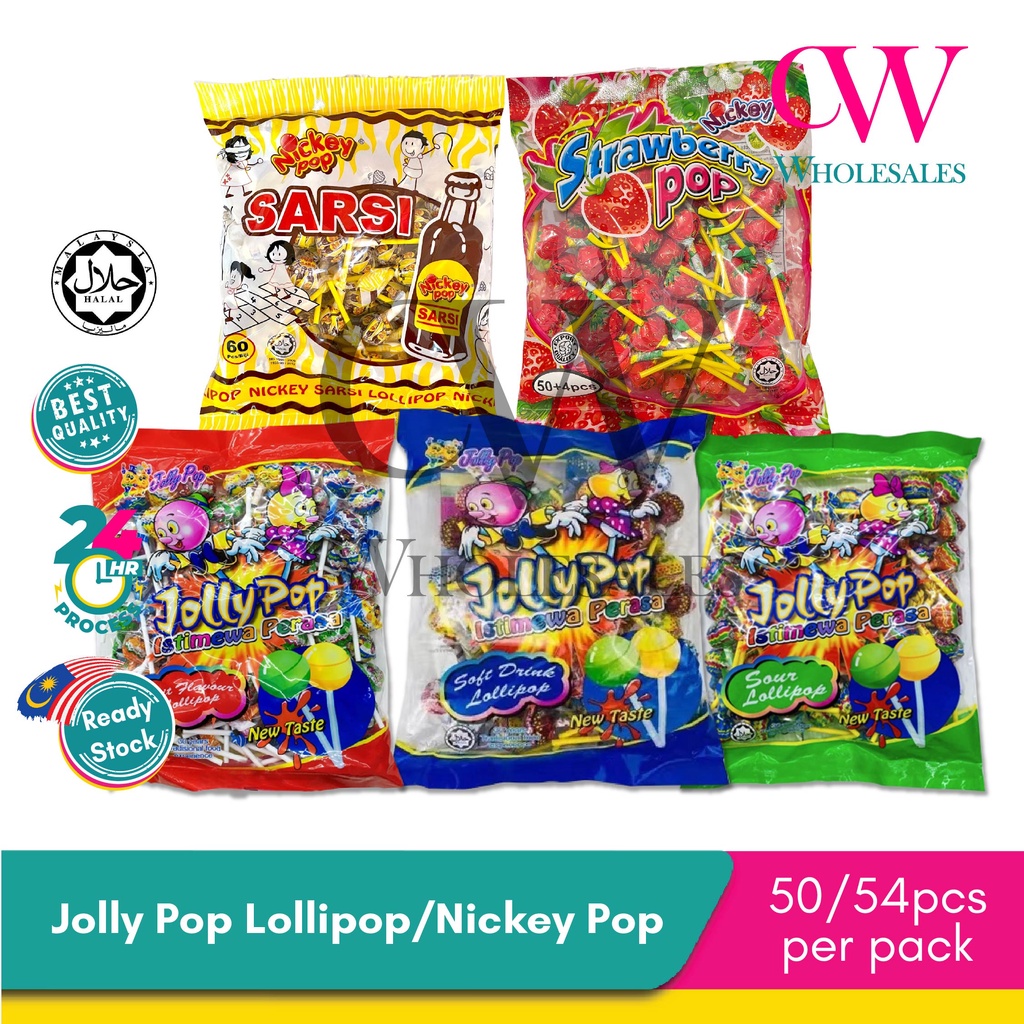 Jolly Pop Lollipop Nickey Pop 50pcs Fruit Flavour Lolipop Sour Lolipop ...