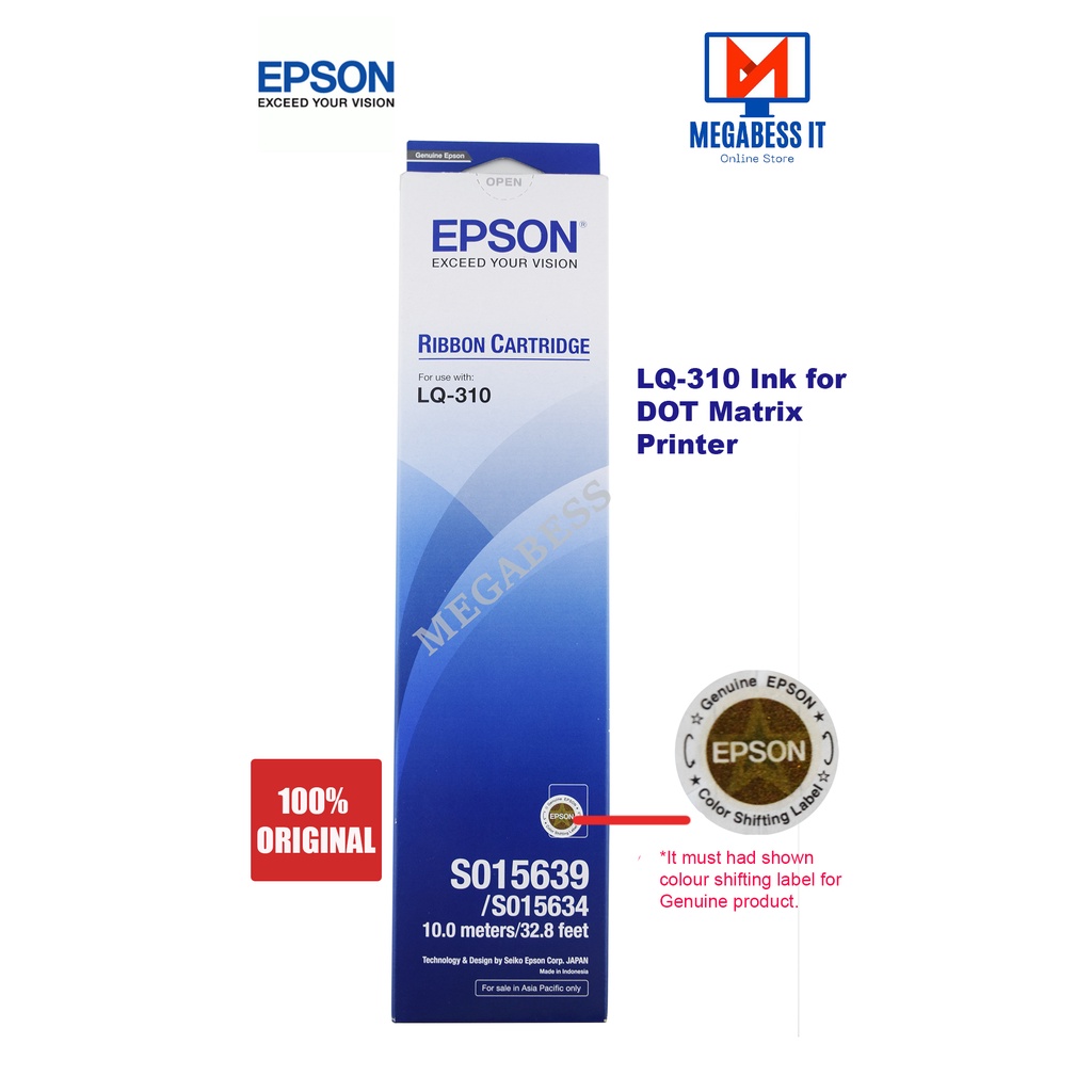 Epson Genuine LQ-310 Ribbon Ink Cartridge for Dot Matrix Printer ...