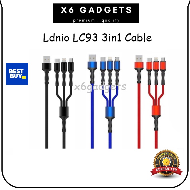 [ READY STOCK ] LDNIO LC93 3 IN 1 CABLE ALL IN ONE CABLE TYPE C MICRO ...