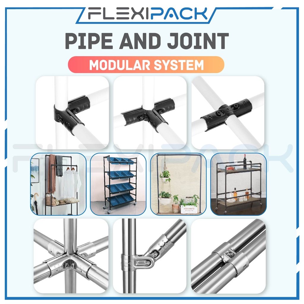 [28MM] Black Nickel Metal Pipe Connector DIY Storage Rack Zinc ...