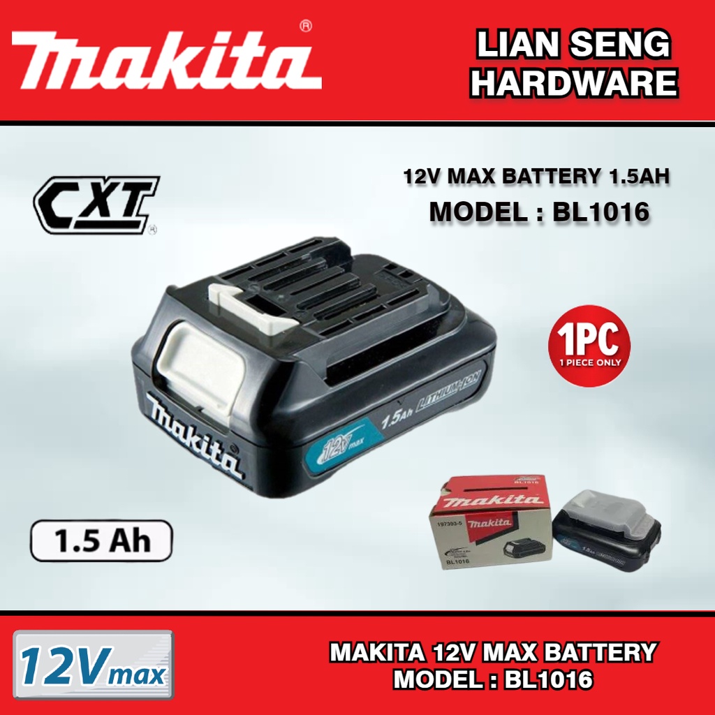 MAKITA 12V MAX 1.5AH BATTERY - MODEL : BL1016 (197393-5) | Shopee Malaysia