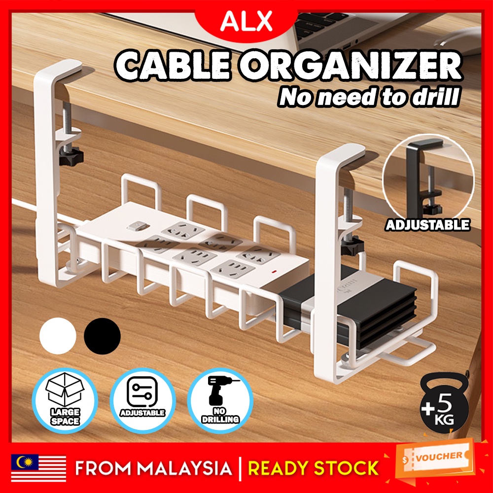 ALX Under Desk Rack Adjustable Cable Storage rack Management Hidden ...