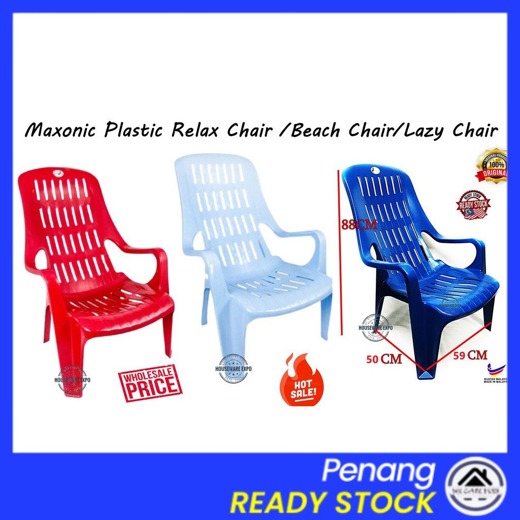 Wecareyou20 1PCS Plastic Relax Chair with Armrest Kerusi Pantai Kerusi ...