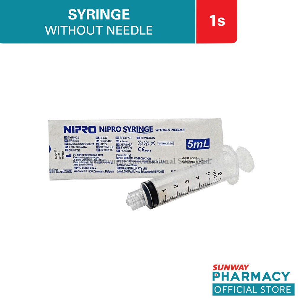 Nipro Syringe 5ml W/O Needle Luer Slip (1'S) | Shopee Malaysia