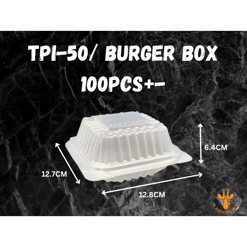 [READY STOCK] Toli TPI-50 Burger Box/ Disposable Plastic Food Box ...