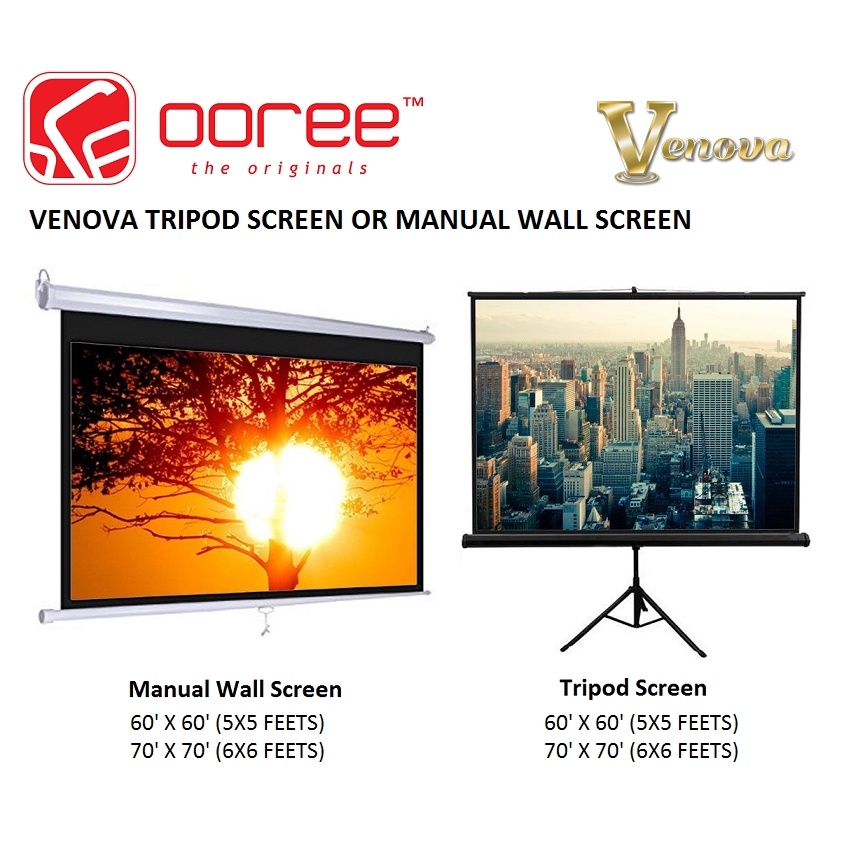 VENOVA WALL SCREEN / TRIPOD SCREEN PORTABLE PROJECTOR SCREEN FOR LED/LCD PROJECTOR MATTE WHITE ...