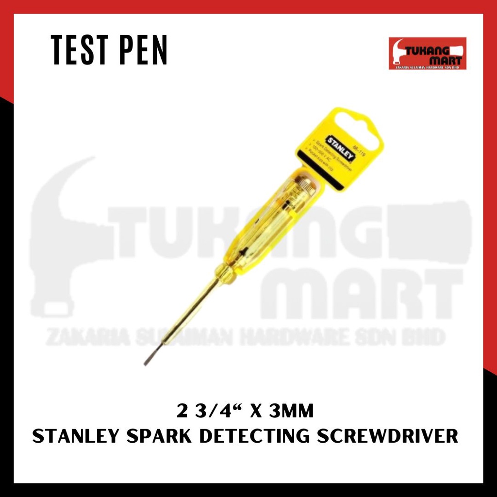2 3/4" x 3mm STANLEY SPARK DETECTING SCREWDRIVER (TEST PEN) | Shopee ...