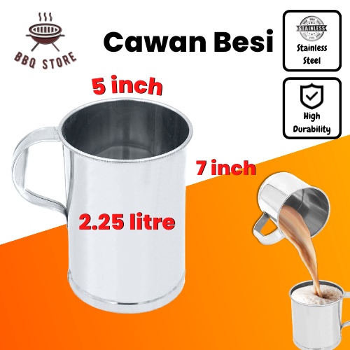 BBQ Store 2.25 Litre Stainless Steel Mug/Cawan Besi / Teh Tarik Mug ...