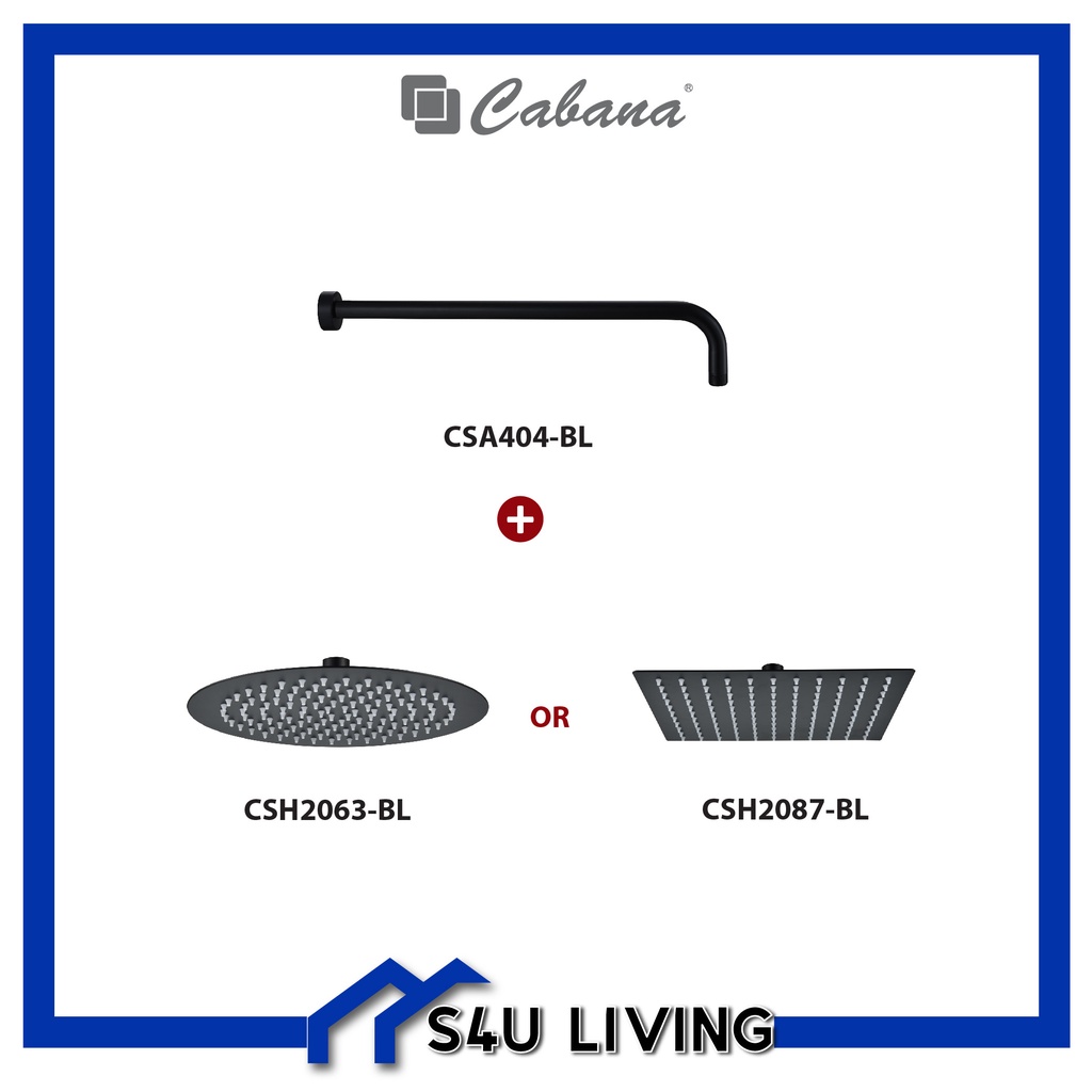 CABANA CSH2063-BL Round Or Square 8 Inch Rainfall Shower Head With ...