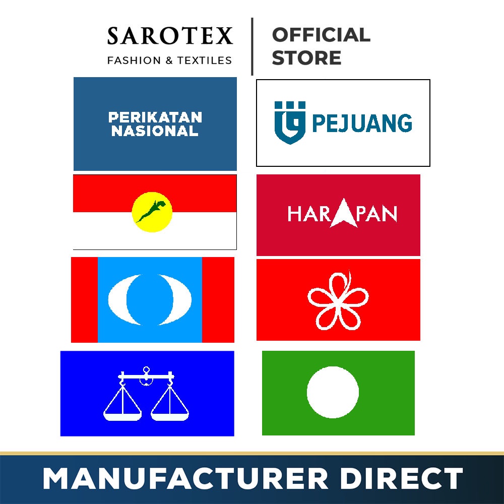 Bendera Parti Malaysia (2'x4')&(30"x60"/2.5'x5') siap jahit | Shopee Malaysia