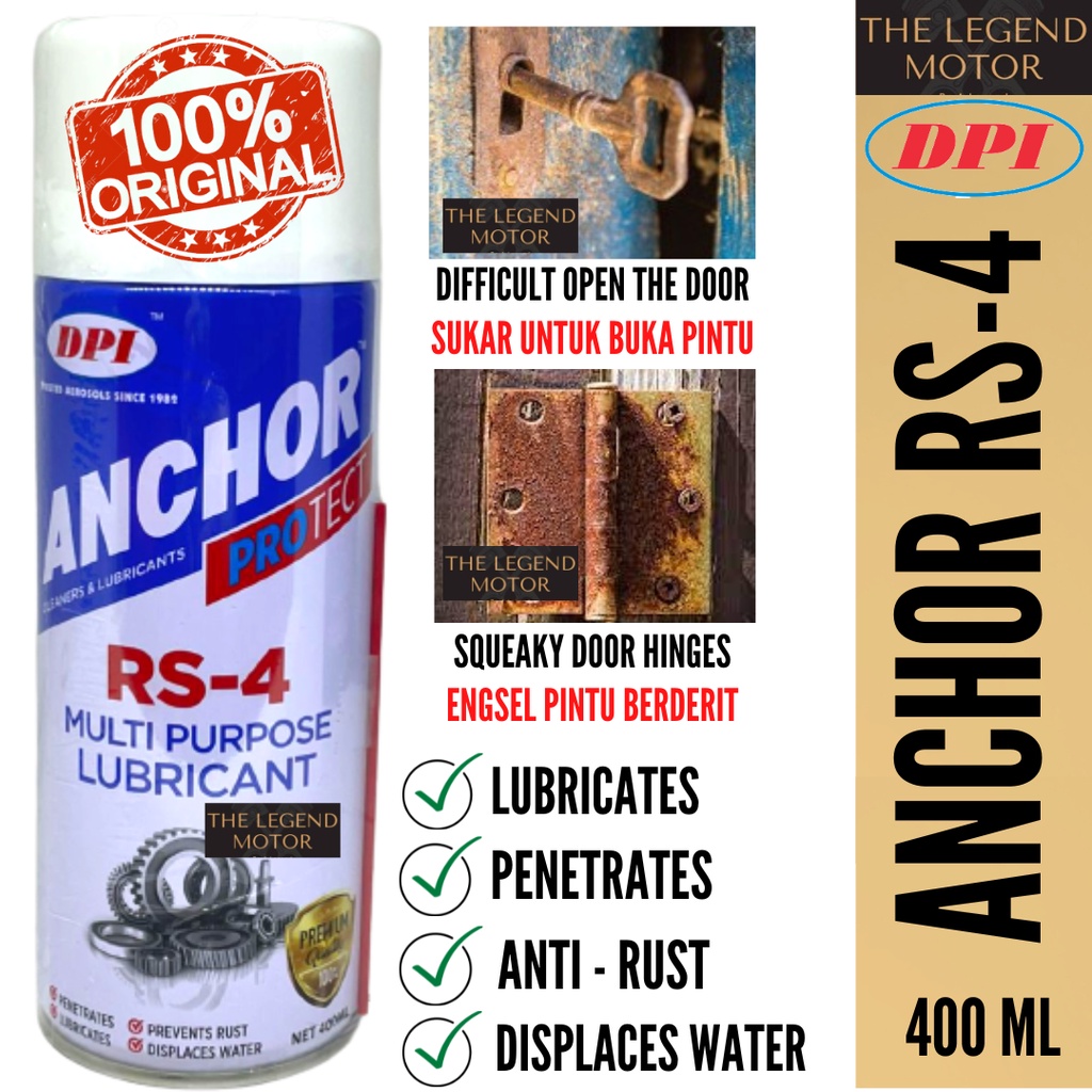 ANCHOR RS-4 ANTI RUST 400ML SPRAY MULTI PURPOSE USE ANTI RUST BUANG ...