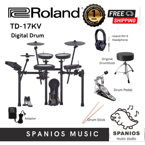 Roland TD-17KV V-Drums Electronic Digital Drum with Headphone and Stool ...