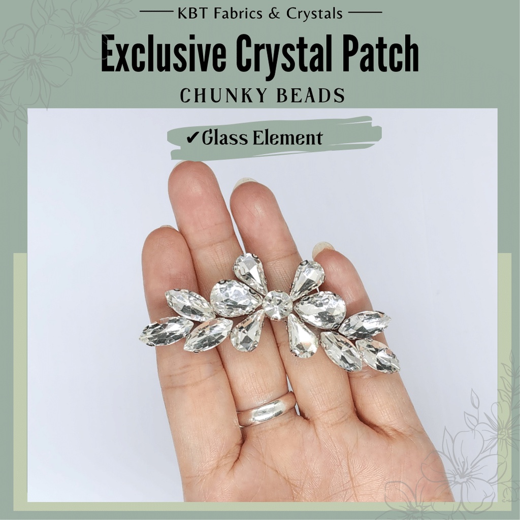 [1pcs] Iron on Exclusive Glass Crystal Patch Manik Tampal Diamond ...