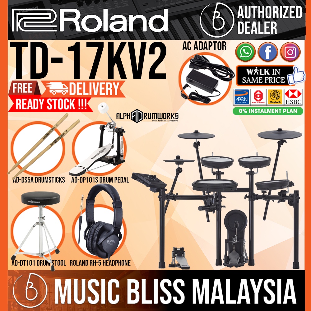 Roland TD-17KV Gen 2 V-Drums Digital Drum Electronic Drum with RH-5 ...