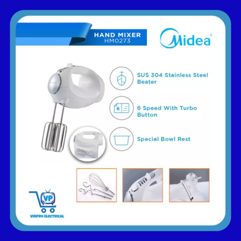 Midea HM0273 Hand Mixer (6 speed) | Shopee Malaysia