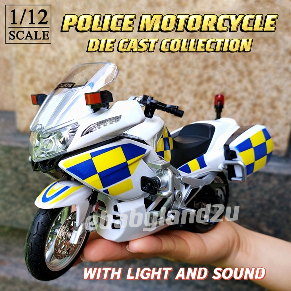 Die Cast Police Motor Scale 1:12 Light And Sound Diecast Vehicle Models ...