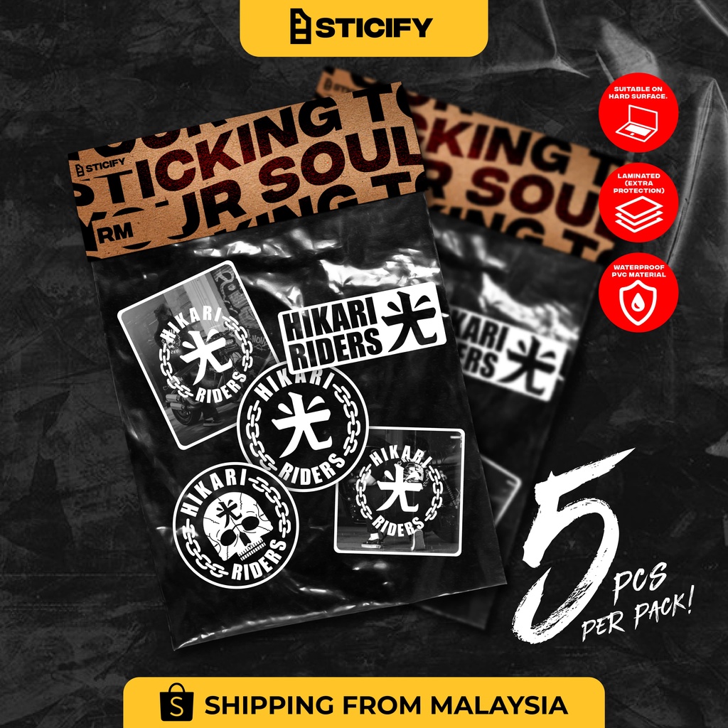 RMP016 HIKARI RIDERS STICKER PACK 5PCS HIGH QUALITY WATERPROOF GLOSSY ...
