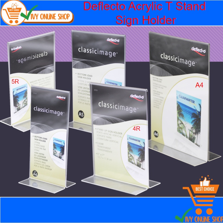 Acrylic T-Shaped Display Stand T Shape 1/3 A4 / A4 / A5 / 4R / 5R ...