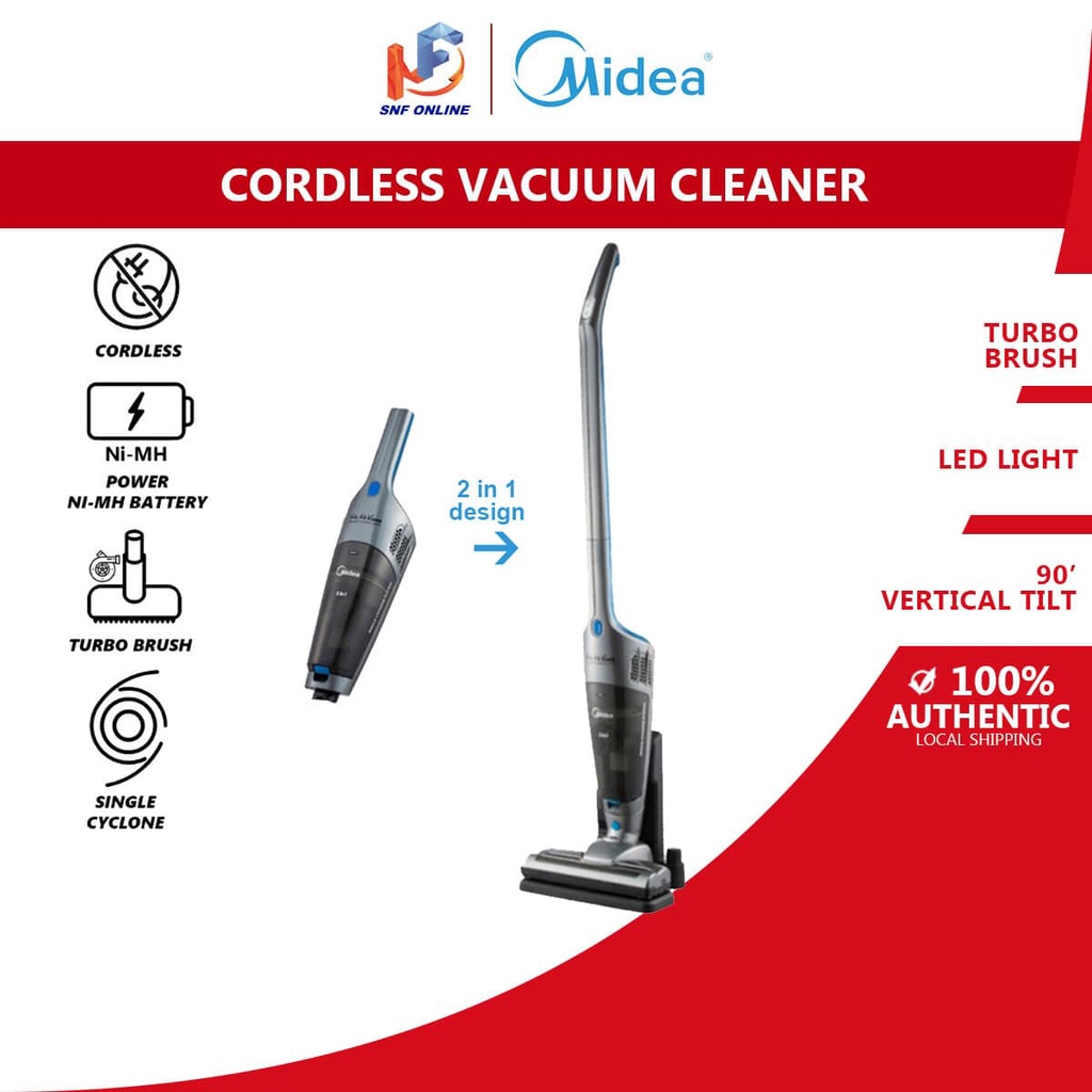 Midea Cordless Vacuum Cleaner 2 In 1 Stick And Handheld - Rechargeable ...