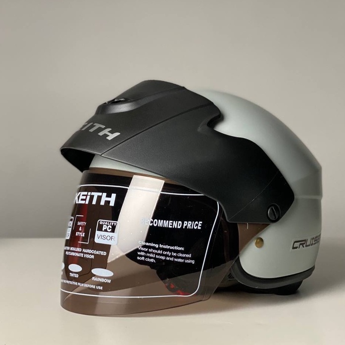 Keith KH Cruiser Grey V3.0 New Model Helmet FREE SMOKE VISOR SGV Visorex KEITH | Shopee Malaysia