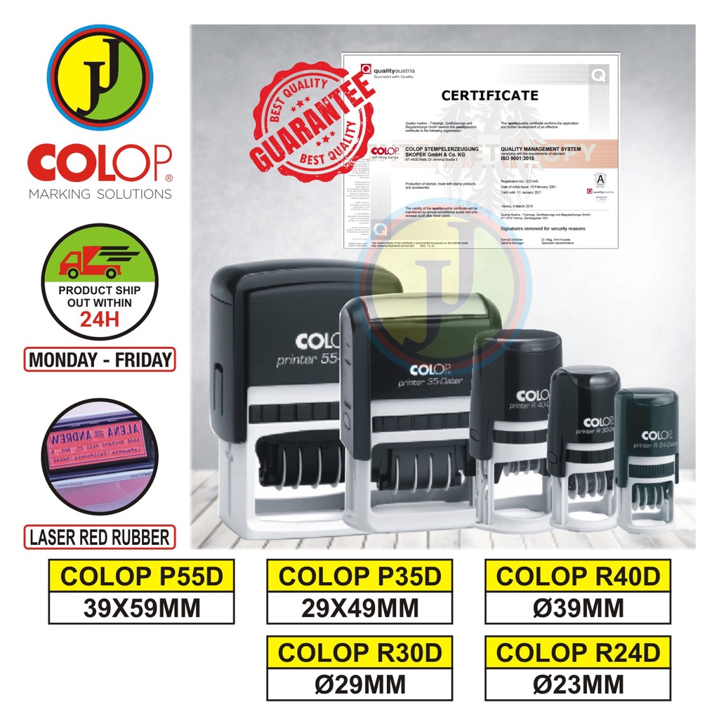 COLOP Date Chop Cop Tarikh Self Ink Stamp Pre Ink Stamp Cop Stamp Cop Getah Date Stamp Rubber ...