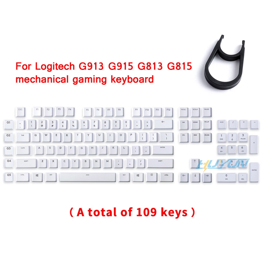 A full set G915 TKL 87/109 key caps White for Logitech G813 G913 G815 ...