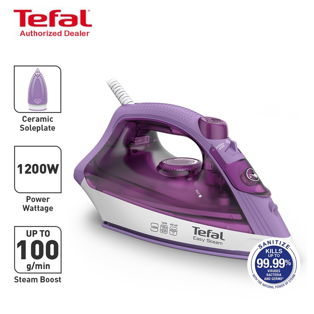Tefal Steam Iron Easy Steam Essential-Purple (FV1953) | Shopee Malaysia