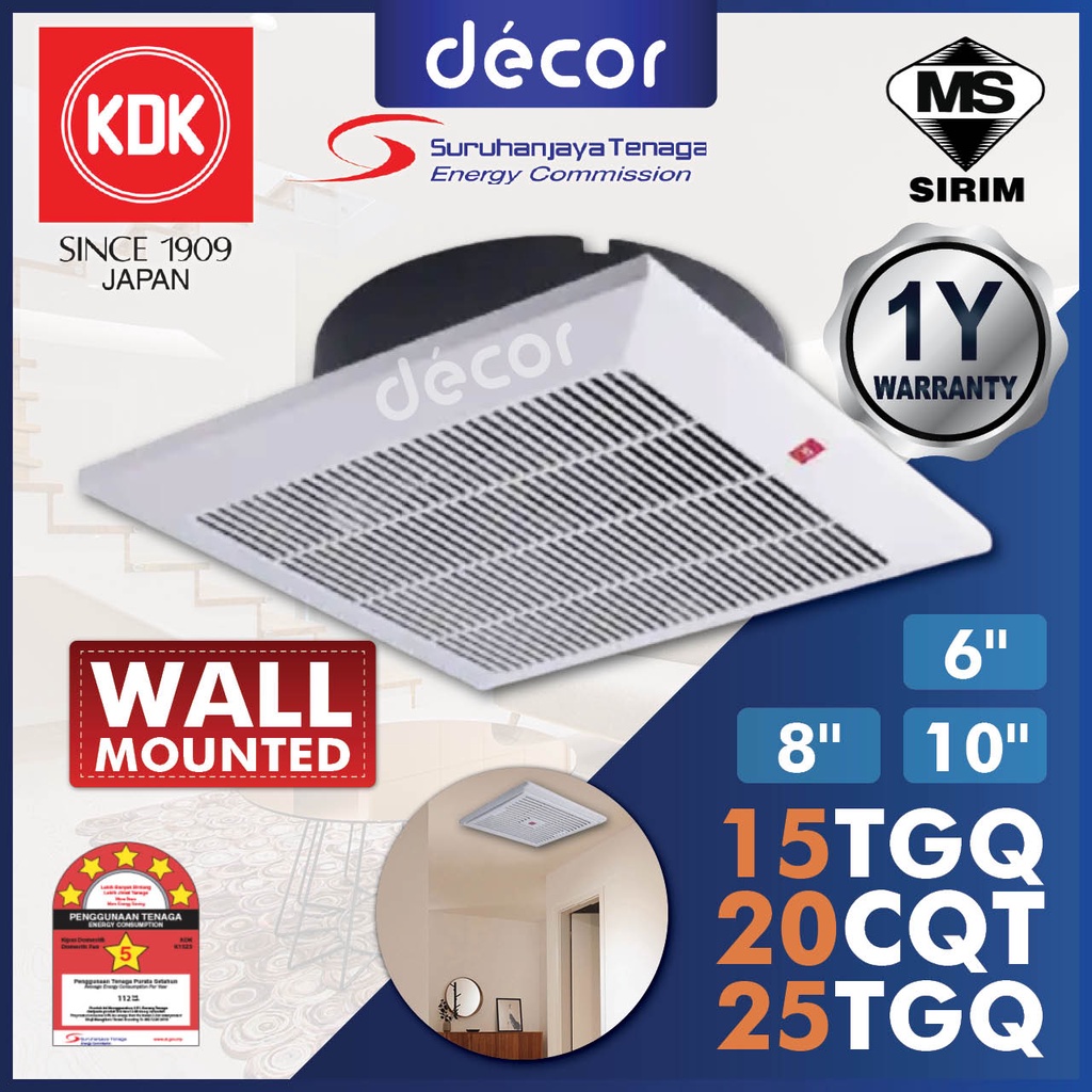 KDK 15TGQ 6'' 20CQT 8'' 25TGQ 10'' Ceiling Mount Ventilating Fan ...