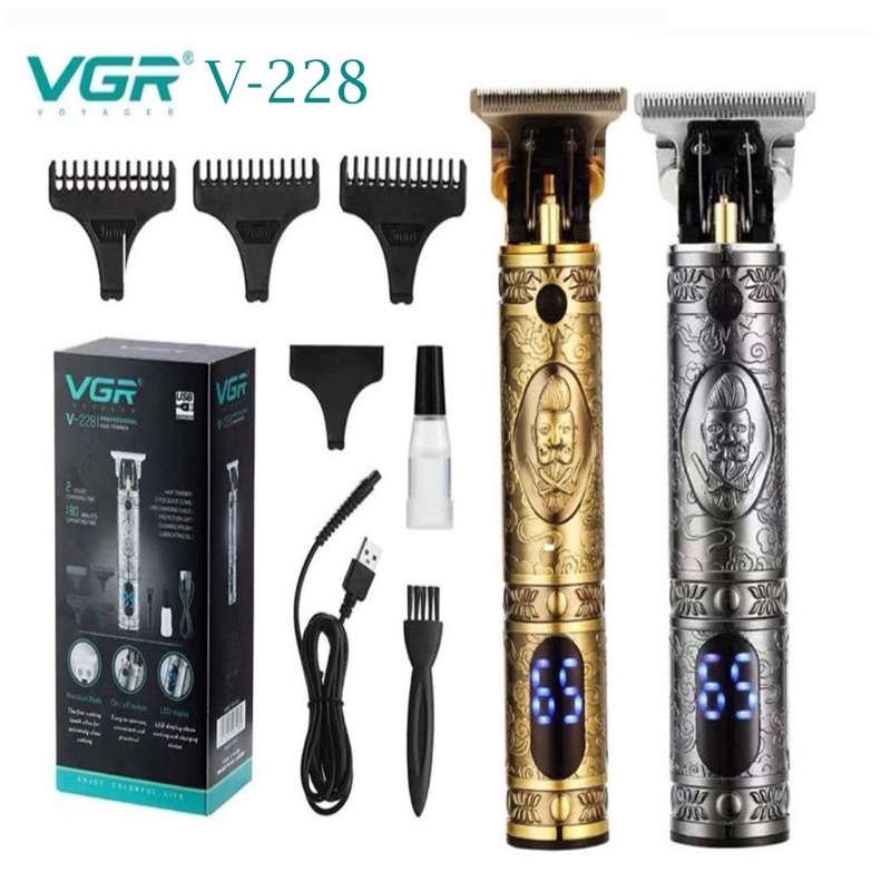 100% ORIGINAL VGR V-228 Steel Cordless Clipper Professional Rechargeable Hair Trimmers | Shopee ...