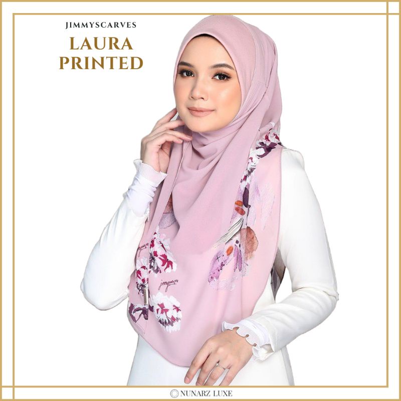 TUDUNG JIMMYSCARVES LAURA PRINTED SEMI INSTANT SHAWL || JS Tudung ...