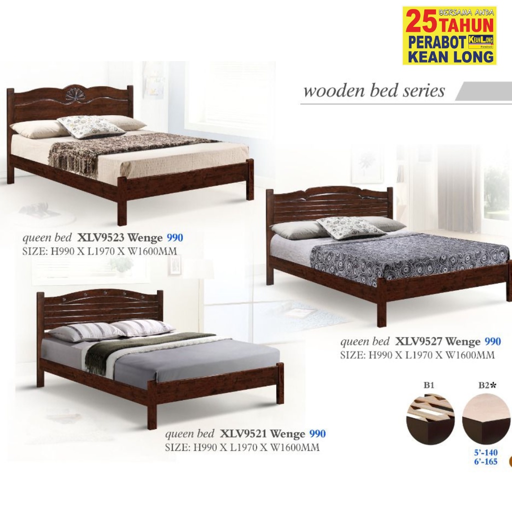 KLSB Queen Wooden Bed / Wooden Bed Frame / Wooden Bed Frame Queen ...
