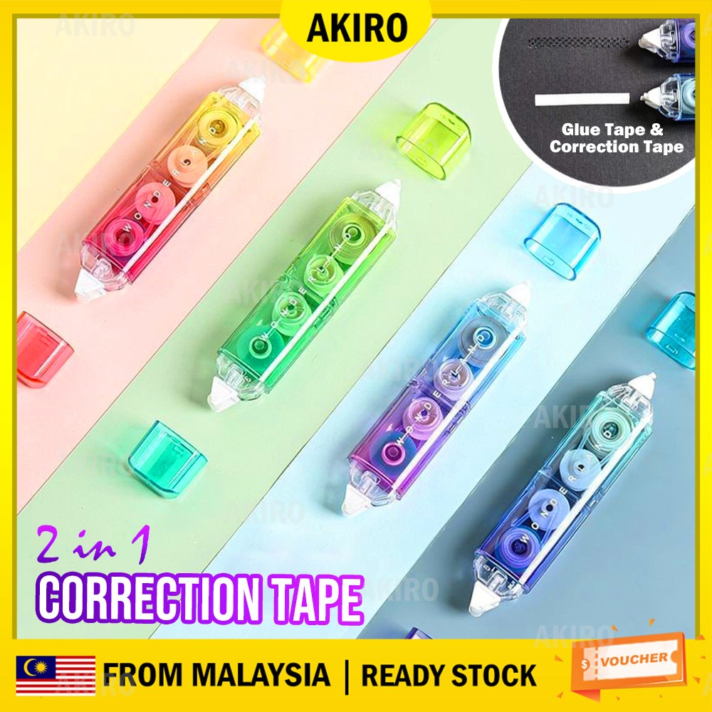 AKIRO 2in1 Double Sided Correction Tape Glue School Scrapbook ...